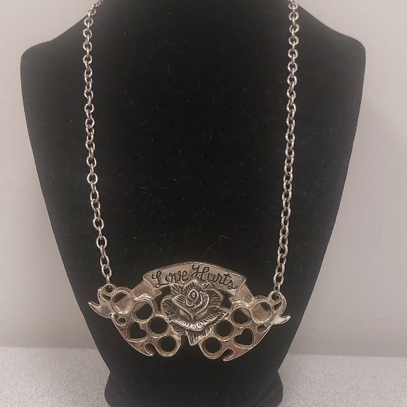 Rock Rebel | Jewelry | Rock Rebel Silvertone Love Hurts Floral Brass ...